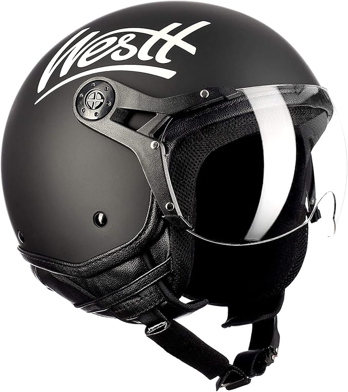 Westt Classic X Integralhelm Jethelm Motorradhelm Vintage Stil - Matt ...