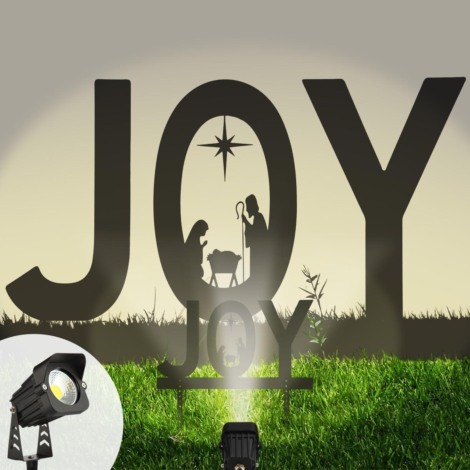 Honoson Christmas Decorations Outdoor Nativity Scene Joy Metal ...