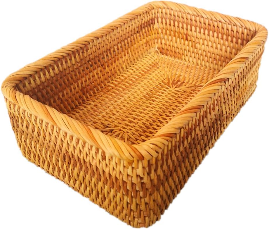 Amazon.com - amololo Handmade Rectangle Wicker Fruit Box Rattan Tray ...