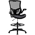 Amazon.com: Drafting Chair Ergonomic Tall Office Chair Standing Desk Chair with Flip Up Arms ...