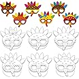 Amazon.com: 36 Pcs Thanksgiving Color Your Own Turkey Masks Craft Kits ...