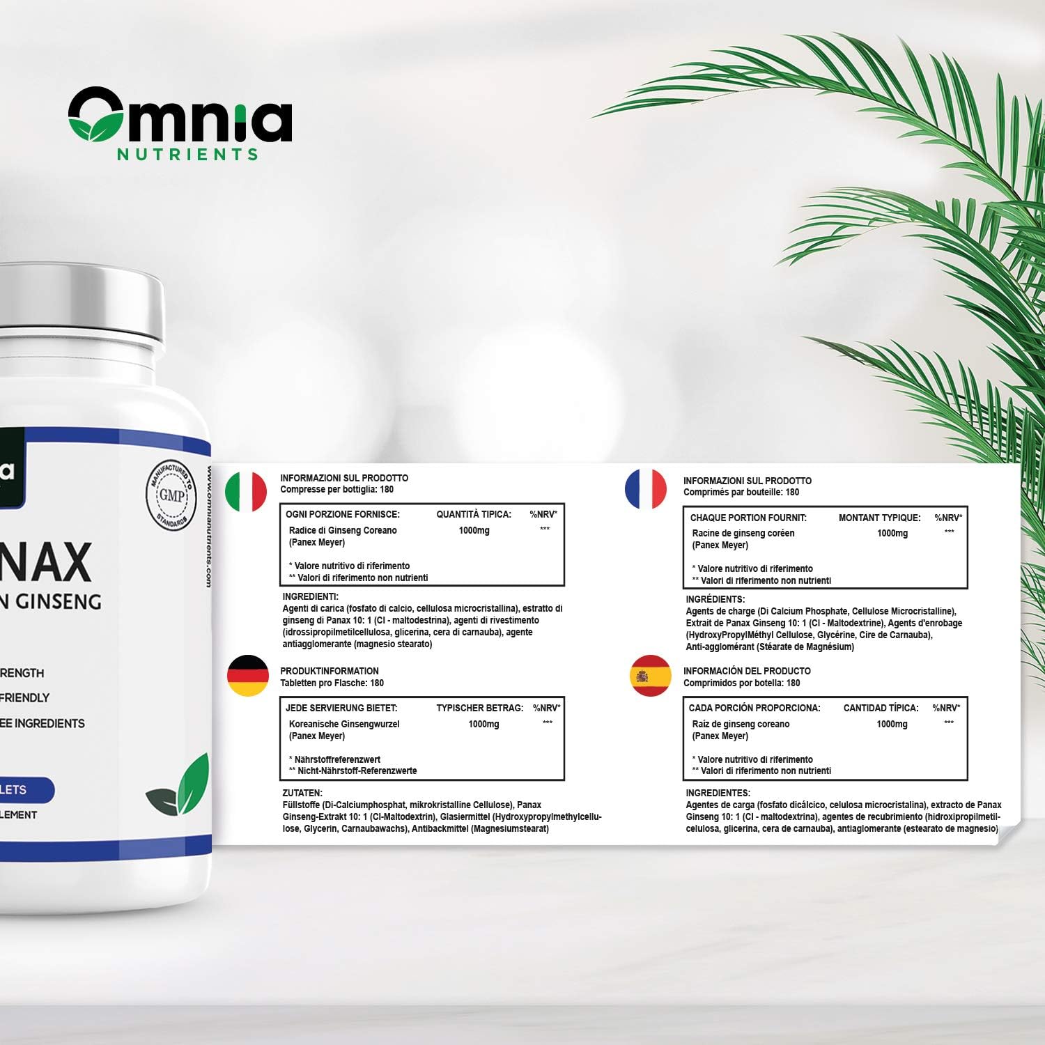 Panax | Korean Ginseng 1000mg | Panax Meyer Root |180 Vegan Tablets ...