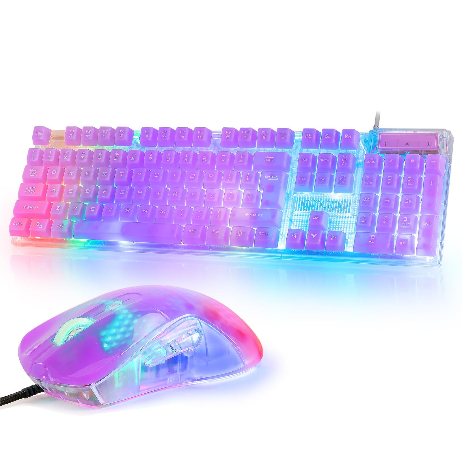 Mua CHONCHOW RGB Gaming Keyboard and Mouse Combo,USB Wired Custom Clear ...