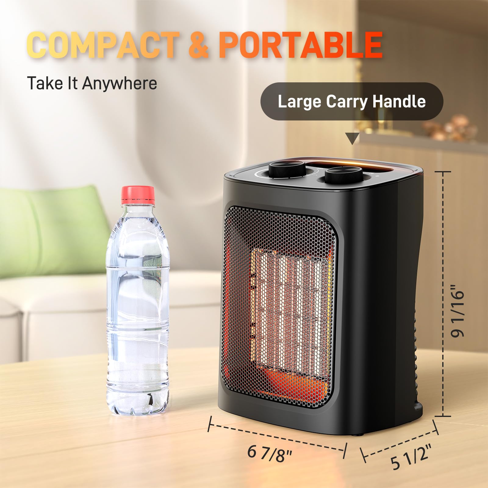 Mua Rintuf Small Space Heater, 1500W Portable Electric Heater, Mini ...
