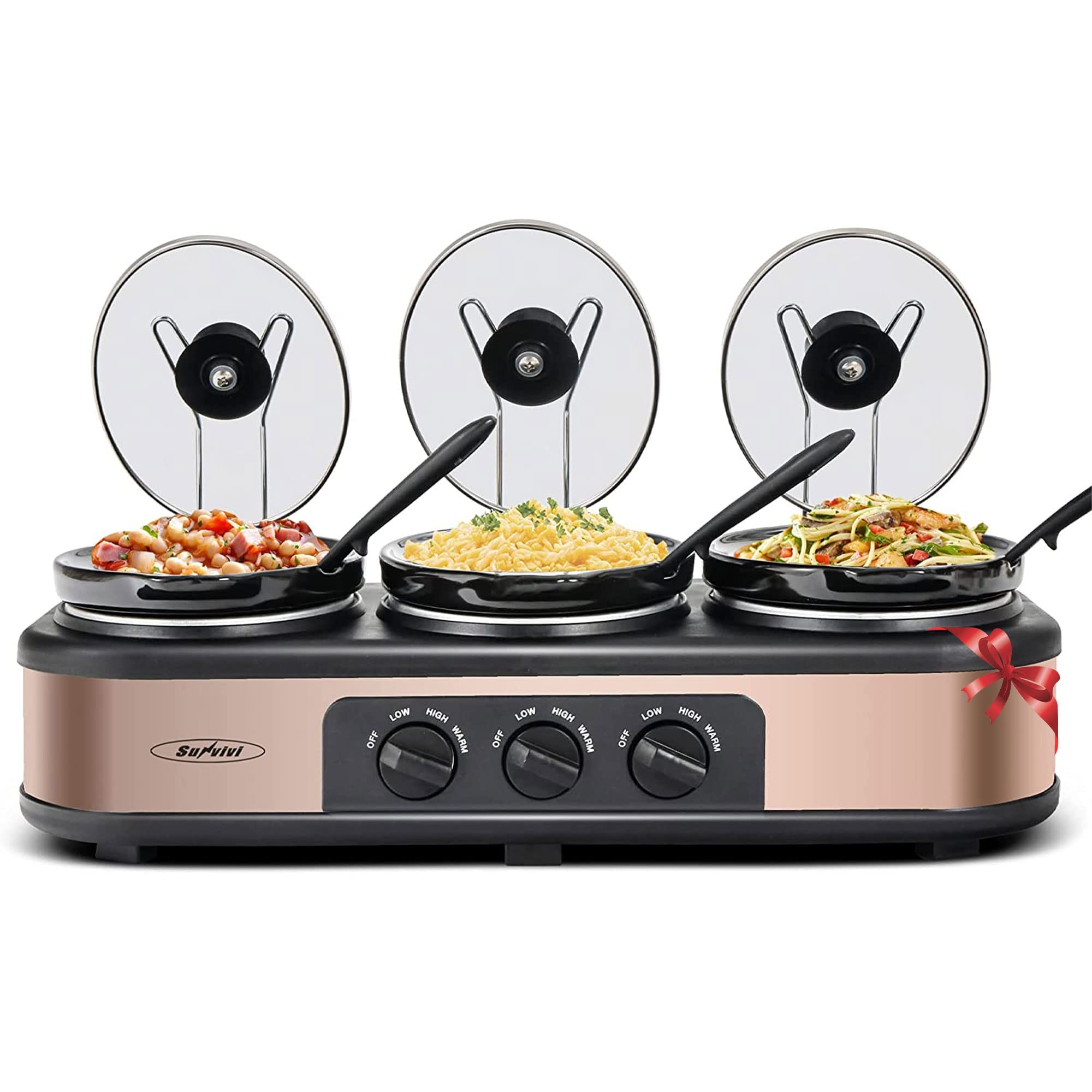Mua Sunvivi 1.5 Quart Triple Slow Cooker and Buffet Server,Small Mini ...