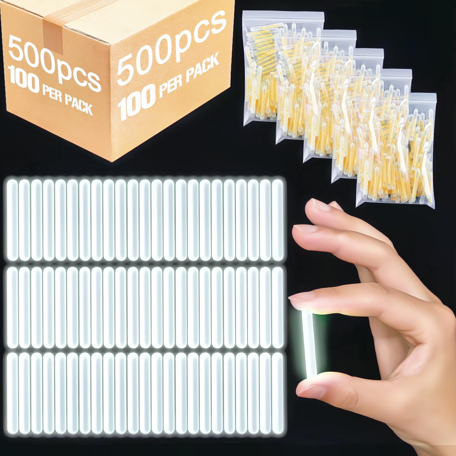 Jenaai 500 Pcs Fishing Glow Sticks Bulk for Bobbers Mini Glow Stick Rod ...
