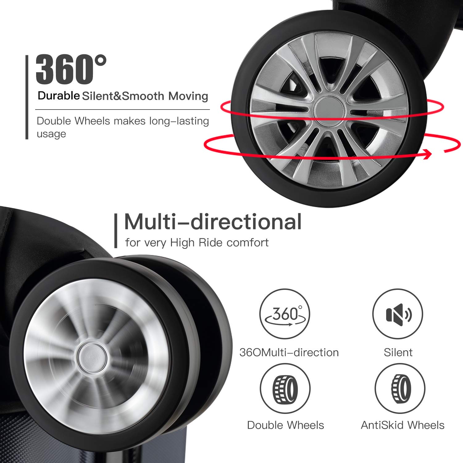 SHOWKOO Luggage Sets Expandable Suitcase Double Wheels TSA Lock 3pcs