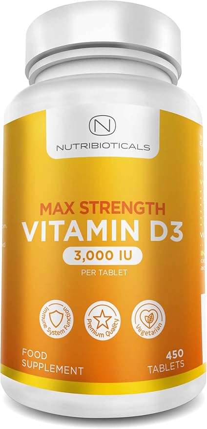 Vitamin D3 Max Strength 3000IU (75μg) per Tablet 15 Month Supply (450 ...