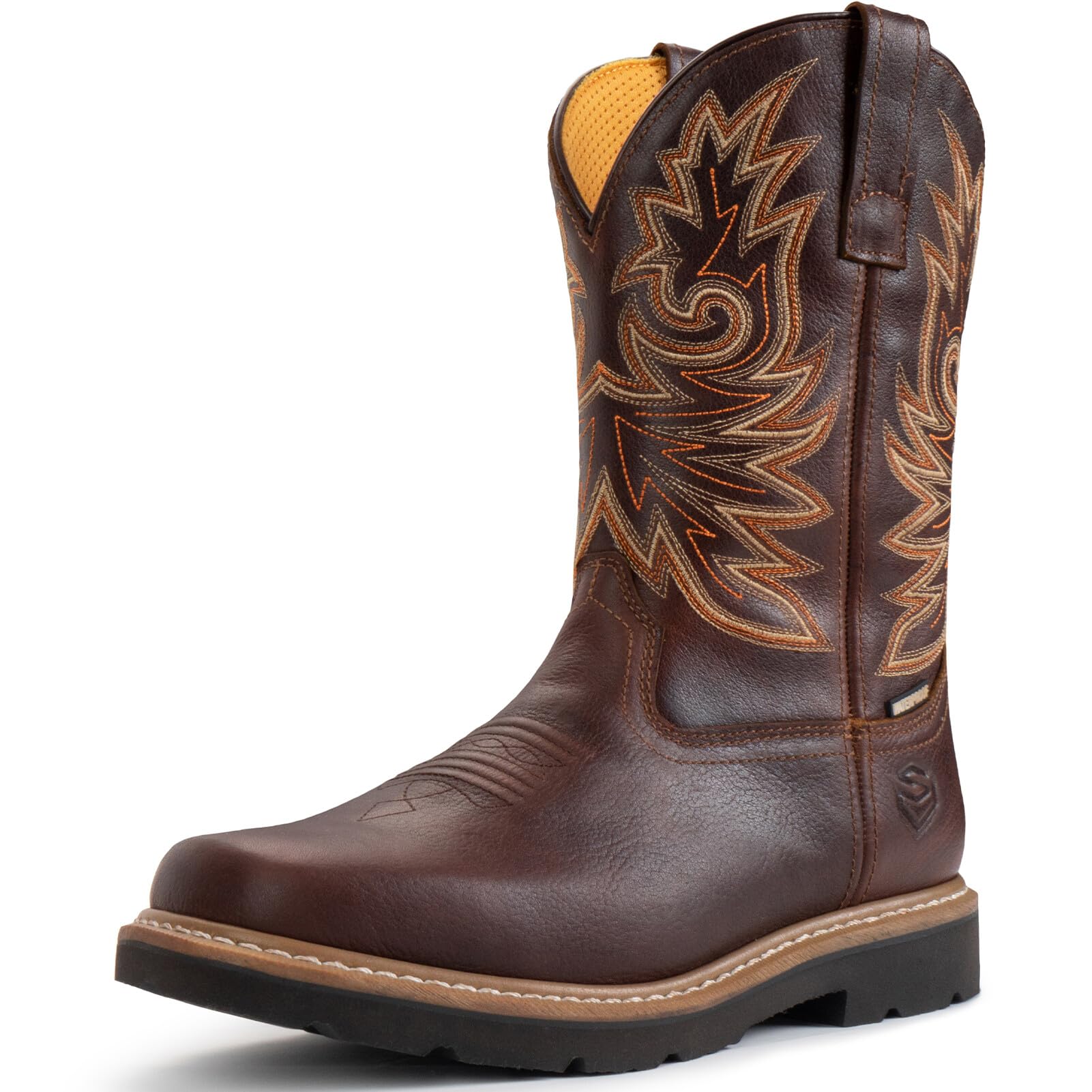 SUREWAY Mens Western Square Toe Cowboy Boots for Men,Waterproof Soft/Steel Toe Full Grain ...