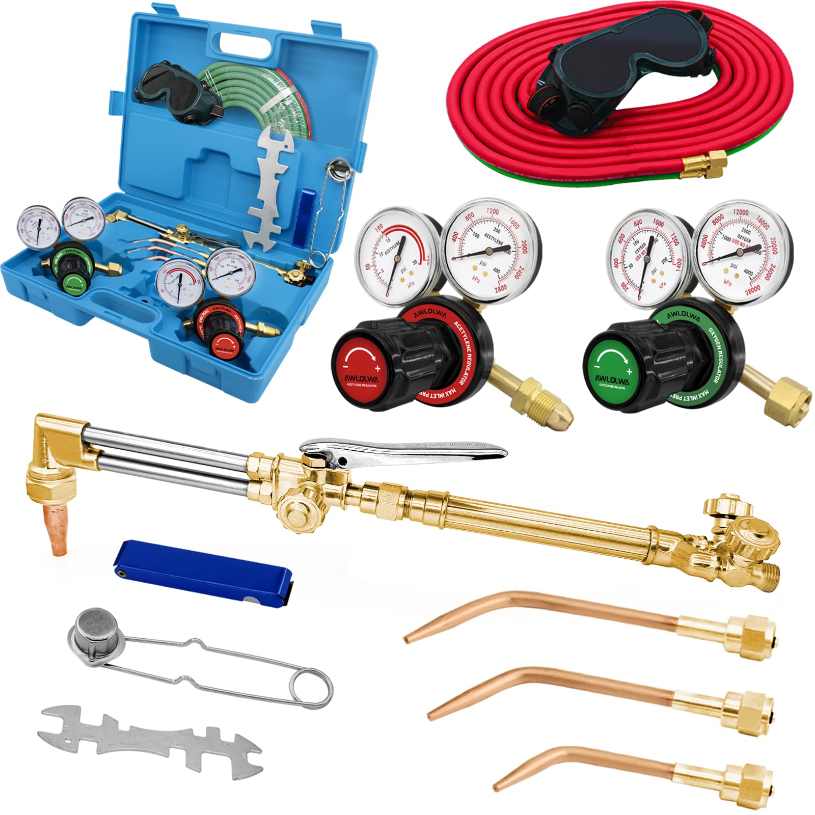 AWLOLWA Upgraded Oxygen & Acetylene Gas Cutting Torch and Welding Kit ...