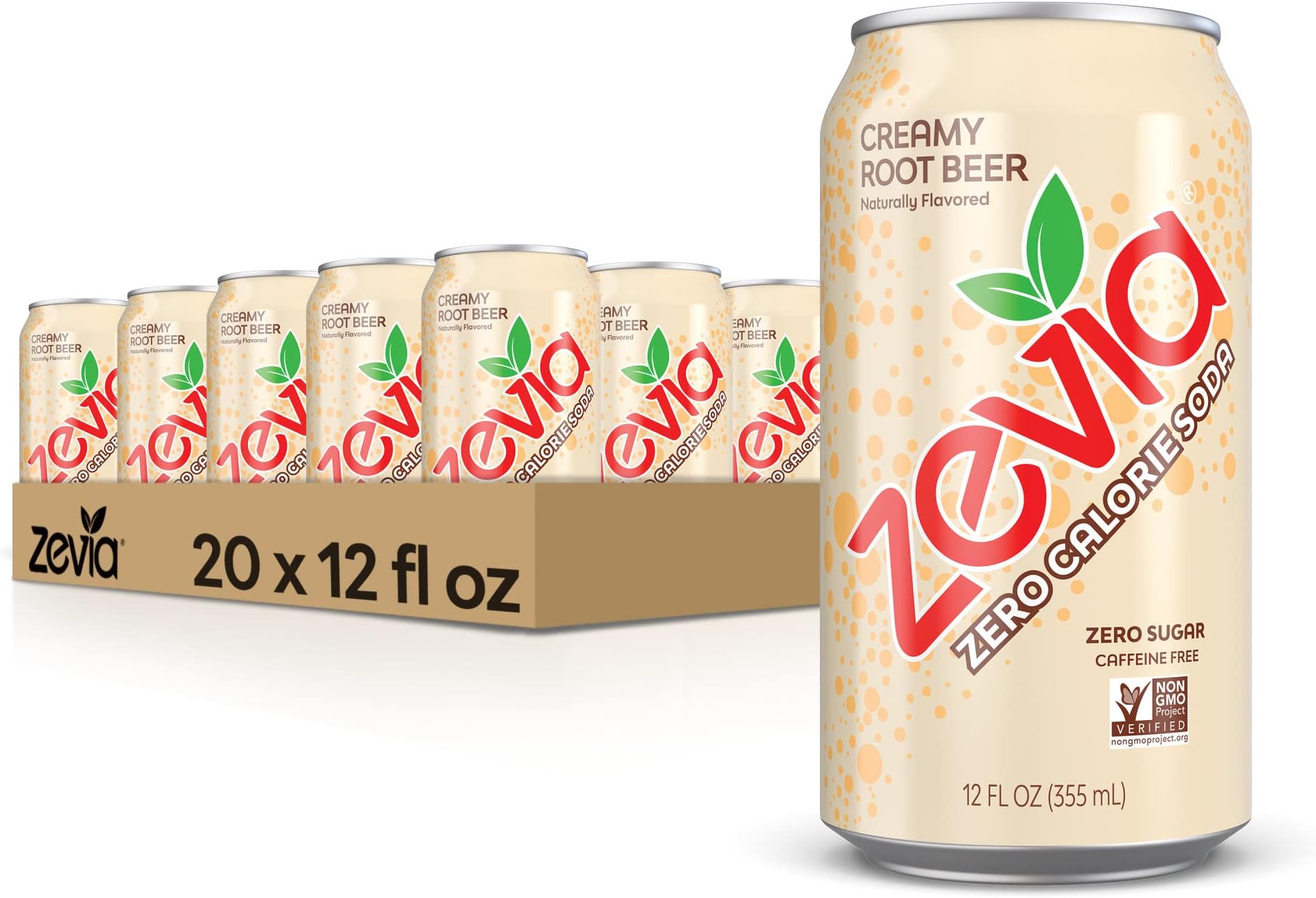 Zevia Zero Calorie Soda, Creamy Root Beer, 12 Fl Oz (Pack of 20) | Pricepulse
