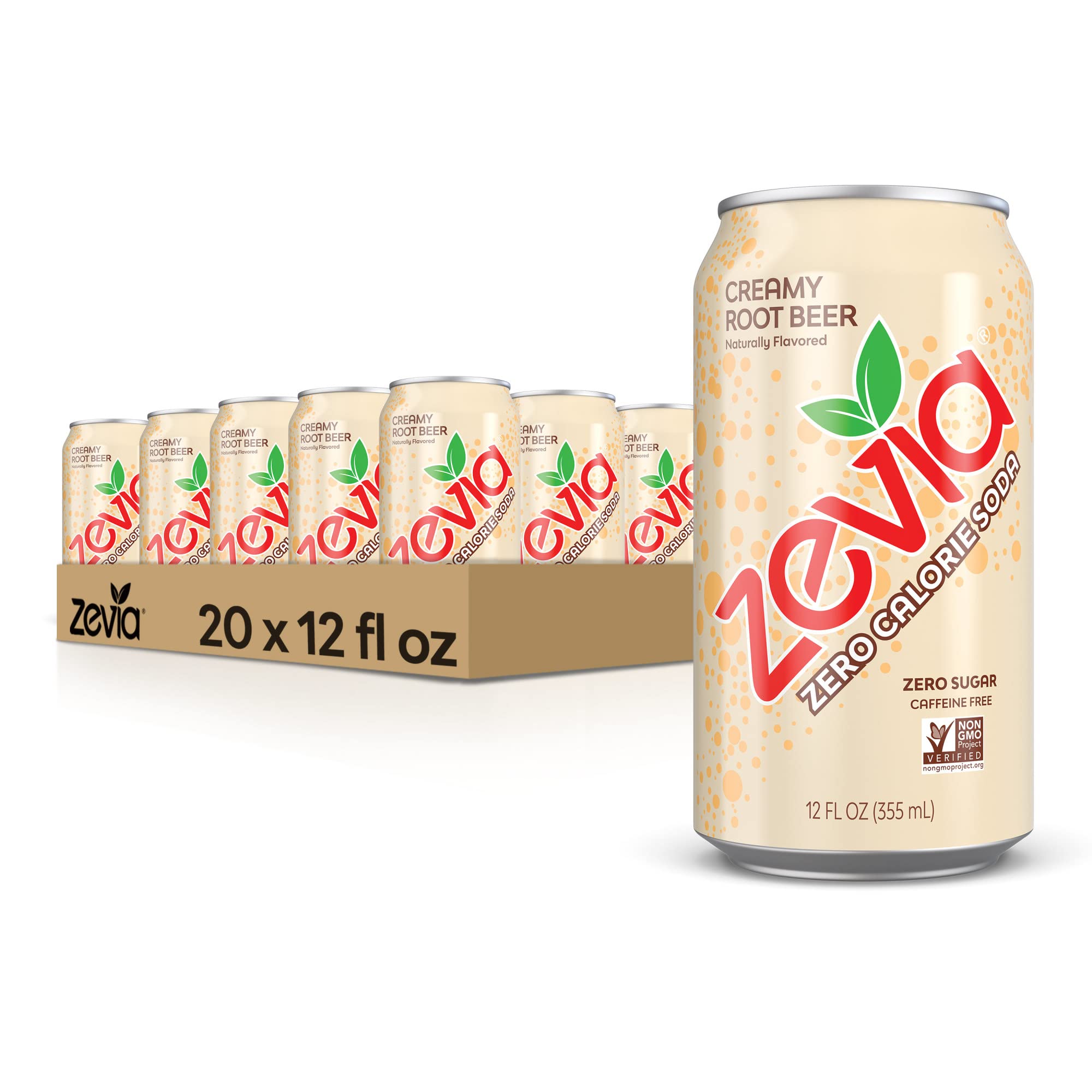 Zevia Zero Calorie Soda, Creamy Root Beer, 12 Fl Oz (Pack of 20) | Pricepulse