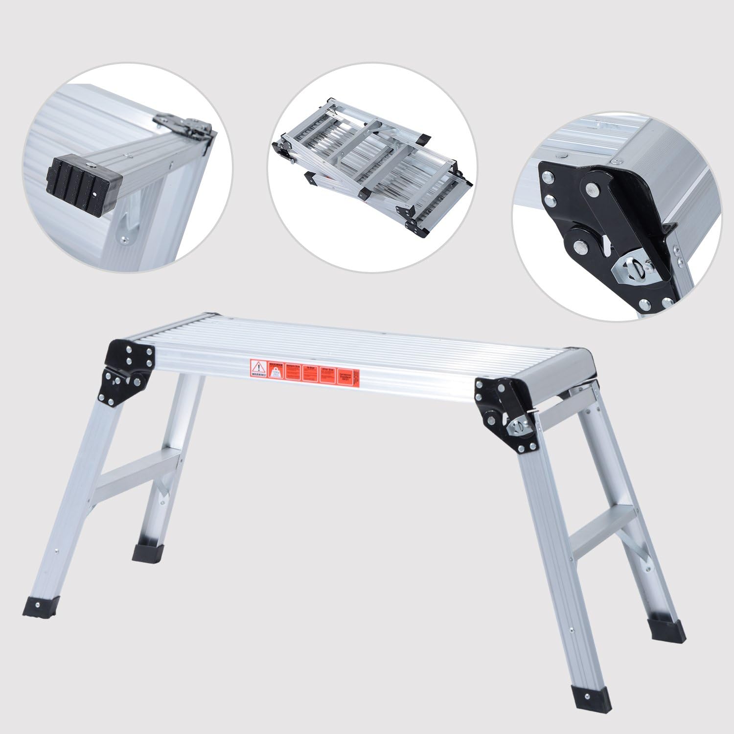 HOMCOM Folding Step Up Hop Up Fold Bench Stool Work Platform 2 Step ...