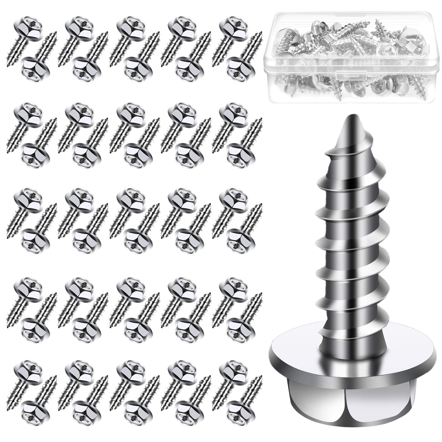 Mua BBTO 50 Pieces Rustproof License Plate Screws Stainless Steel ...