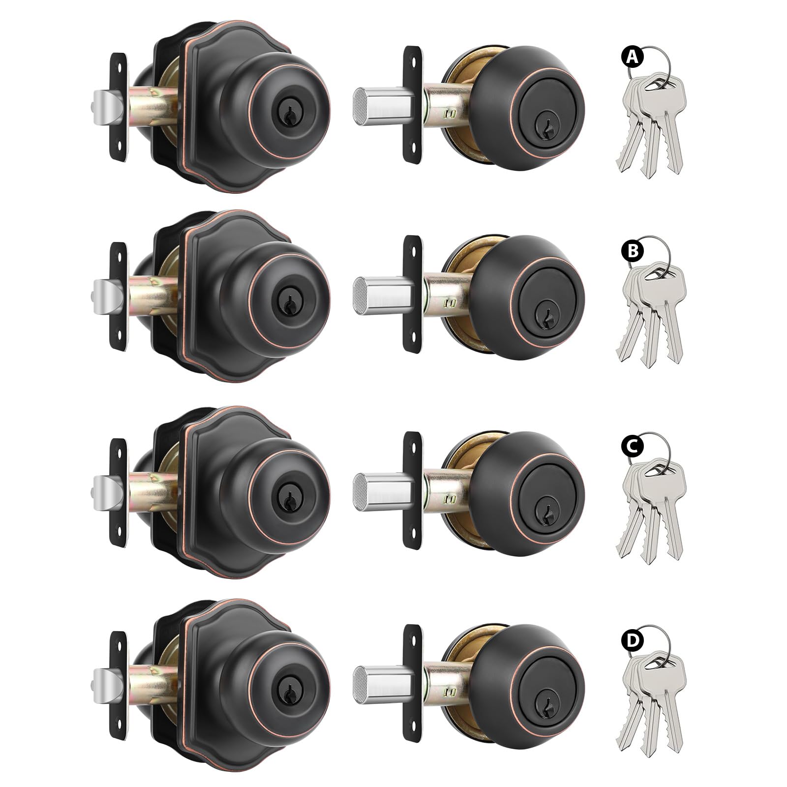 goldenwarm Oil Rubbed Bronze Exterior Door Knob and Single Cylinder ...