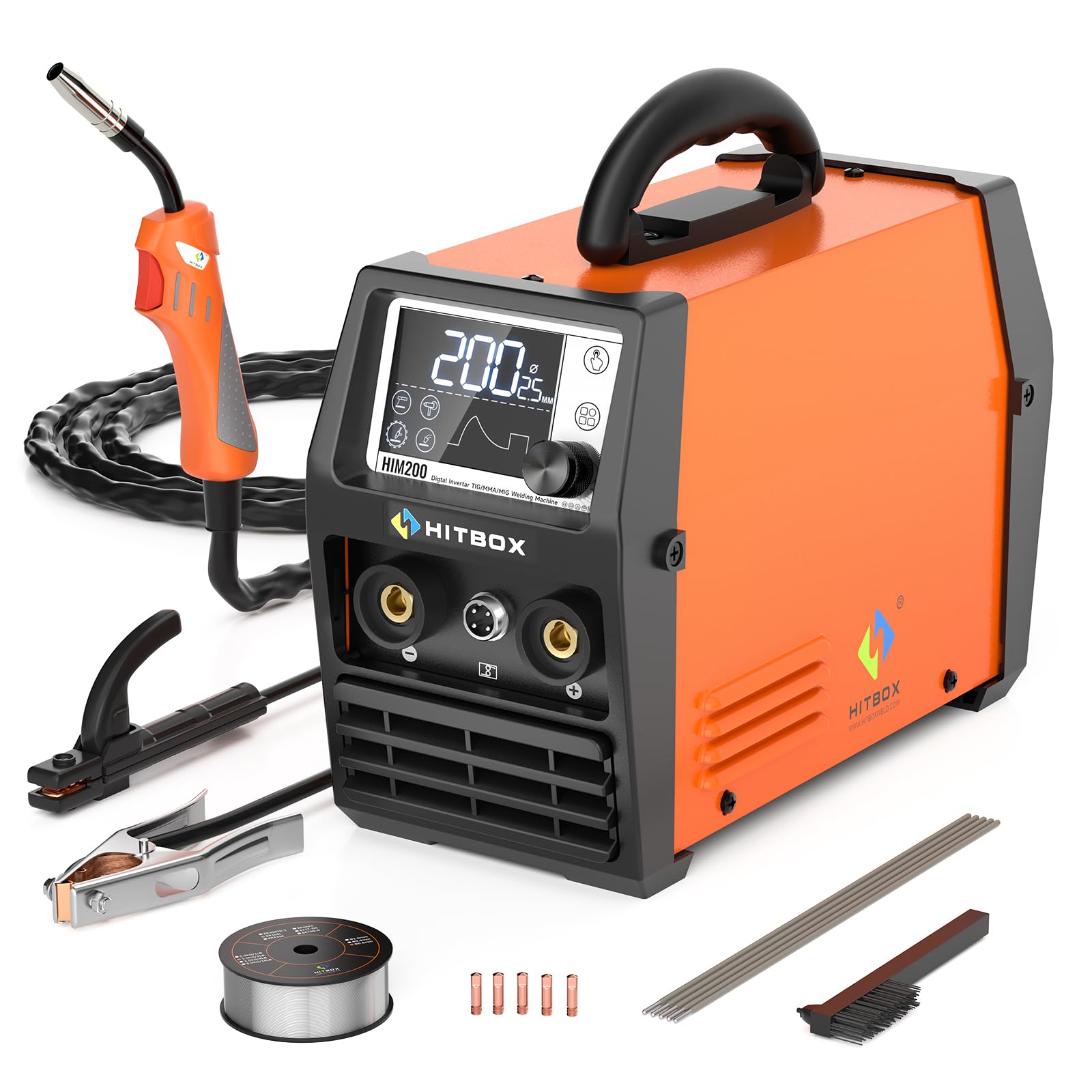 HITBOX 200A MIG Welder 110V/220V, Flux Core Welder/Stick ARC/Lift Tig ...