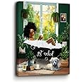 Amazon.com: Bathroom Decor African American Wall Art Black Girl In Bathtub Canvas Wall Decor ...