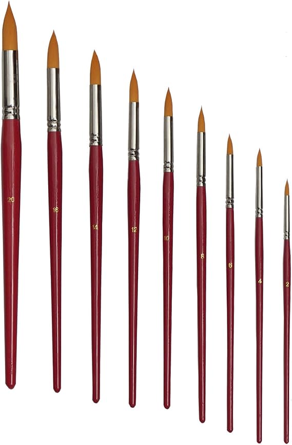 9 Künstlerpinsel Set Spitzpinsel spitz Pinsel Pinselset Acrylfarben ...