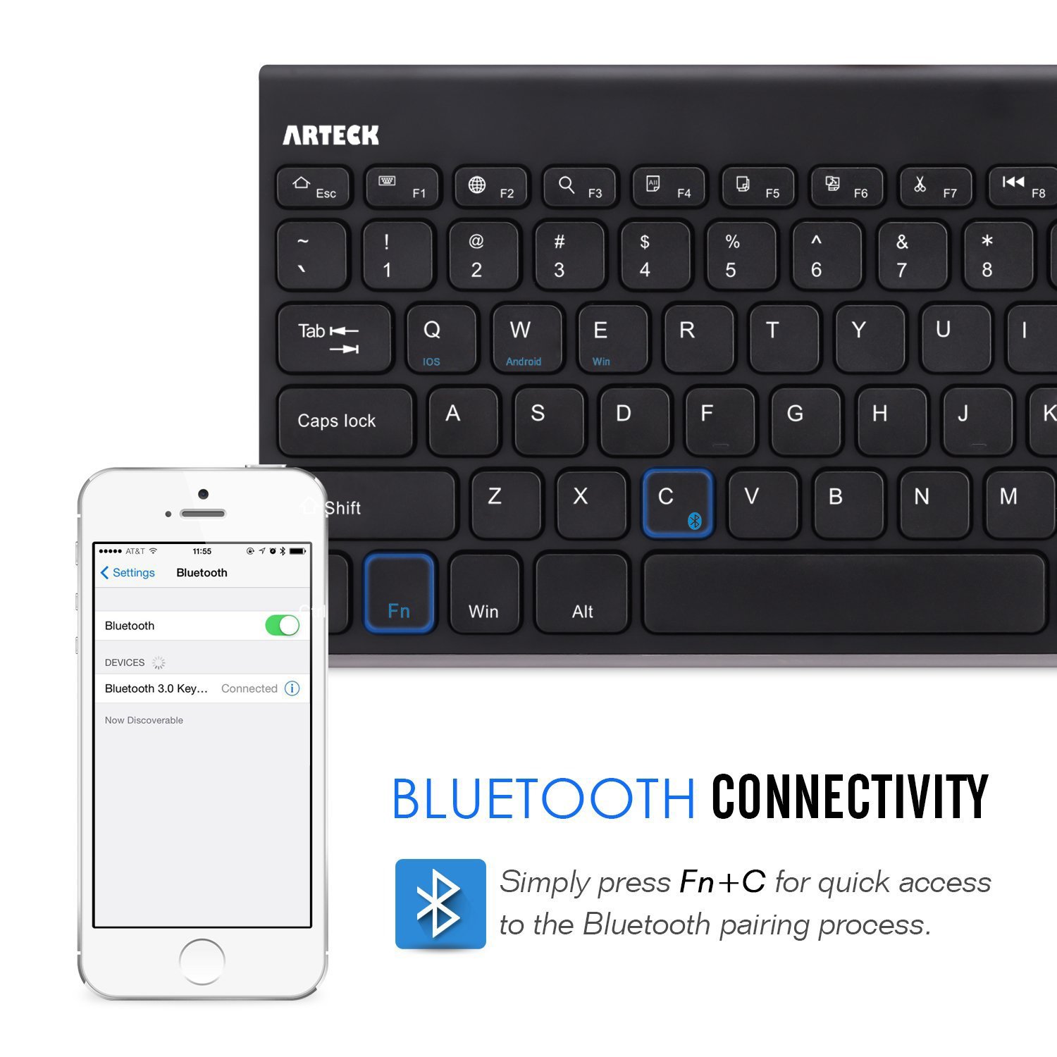 Mua Arteck Bluetooth Keyboard, Stainless Steel Universal Portable ...