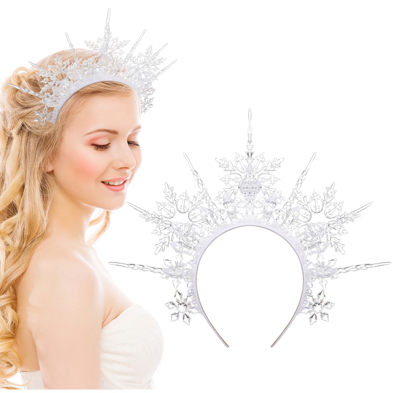 Suncalla Christmas Halloween Queen Crown Winter Snowflake Crystal ...