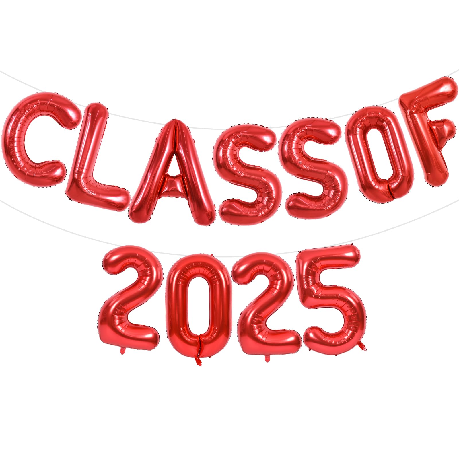 TONIFUL Red Class of 2025 Graduation Balloon Banners Class of 2025 Foil ...