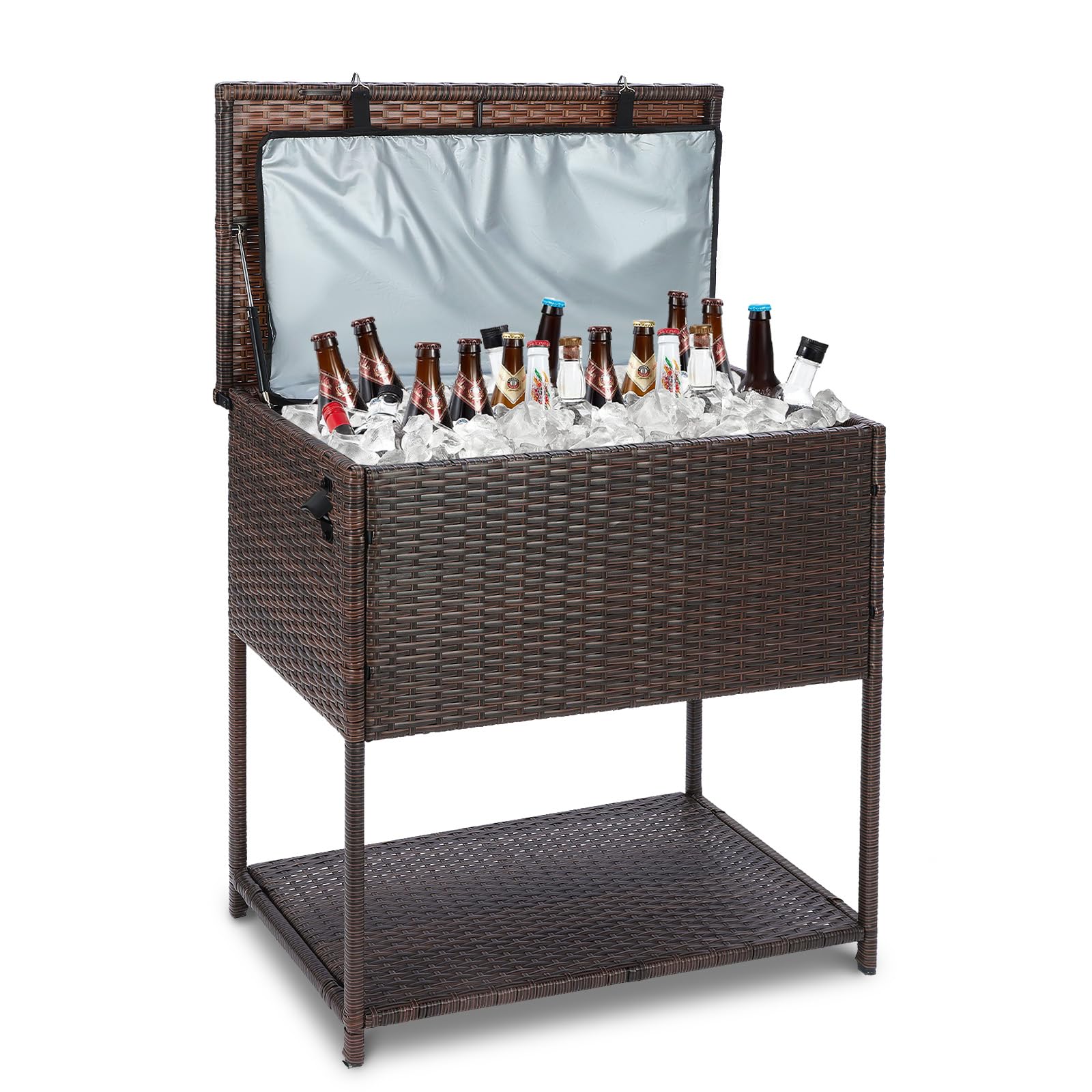 Large Ice Chest Cooler Cart 80 Quart Outdoor Beverage Standing Cooler ...