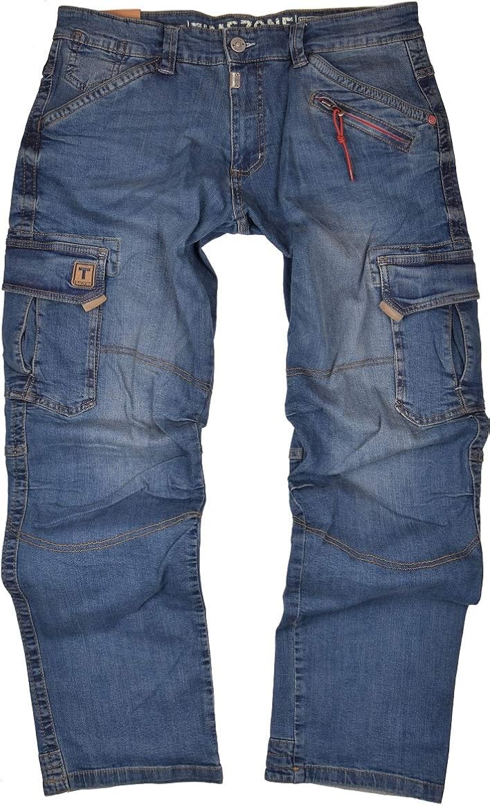 Timezone Men's Cargo Jeans Trousers Benito TZ 3387 Scrub Blue Wash ...