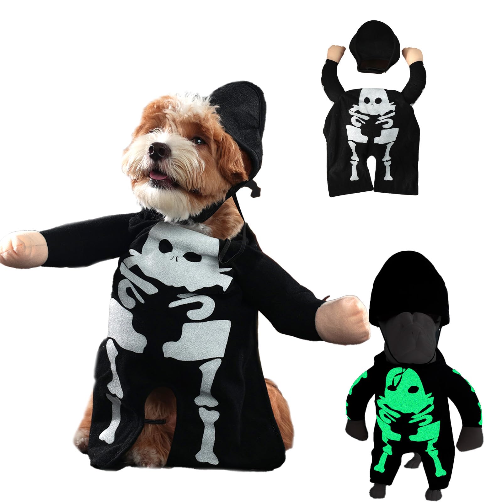Dog Halloween Costumes, Cats and Dogs Halloween Glow-in-The-Dark Skull ...