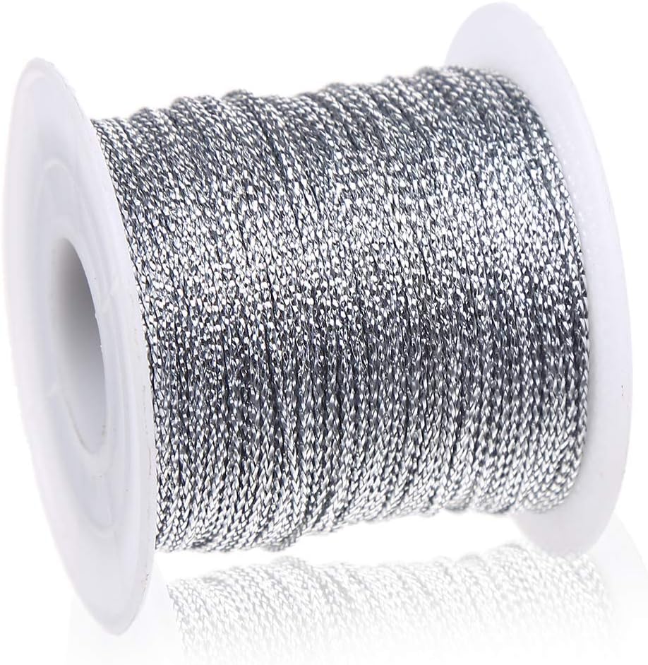 Amazon.com: 1mm Metallic Silver Cord String Non Stretch Thread for ...