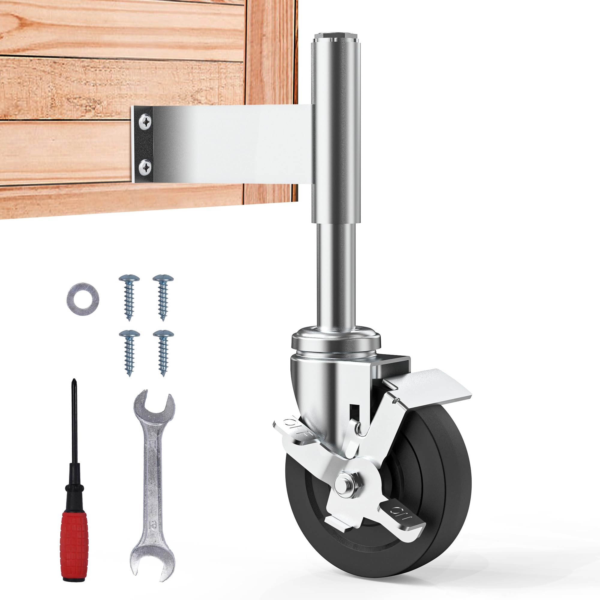 Nisorpa 4 Inch Spring Loaded Gate Caster with Brake Heavy Duty Shock ...