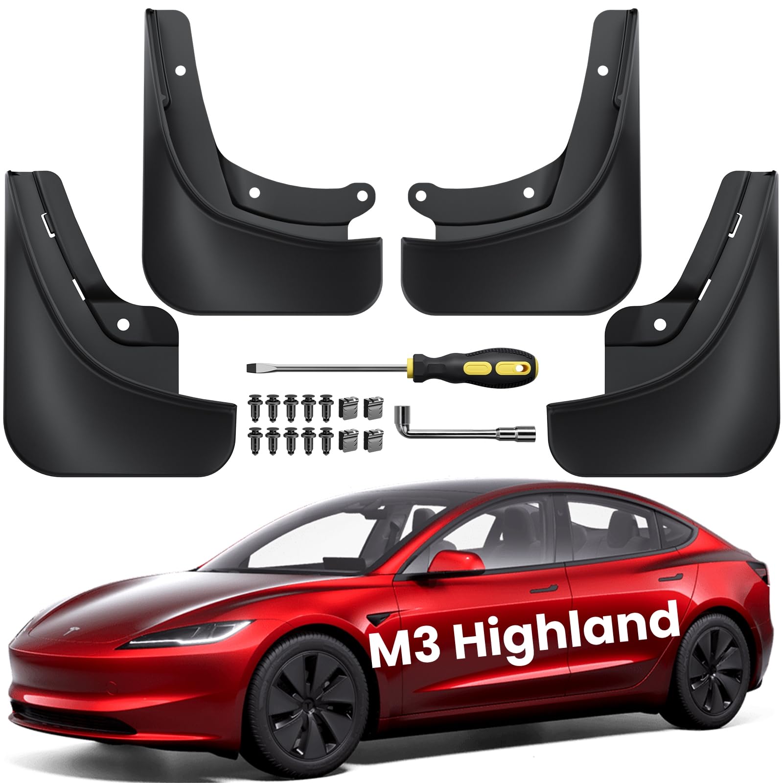 REEVAA 2025 Tesla Model 3 Highland Mud Flaps - Tesla Accessories [No ...