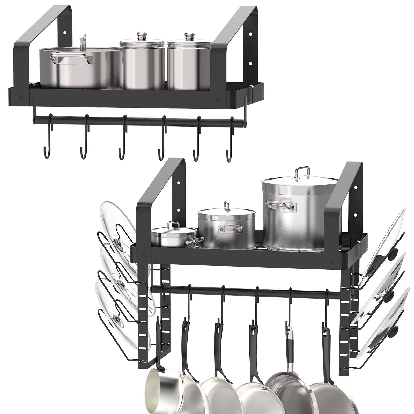 X-cosrack Pot Racks Wall Mounted Set of 2,with Towel Bar and Pots Pans ...