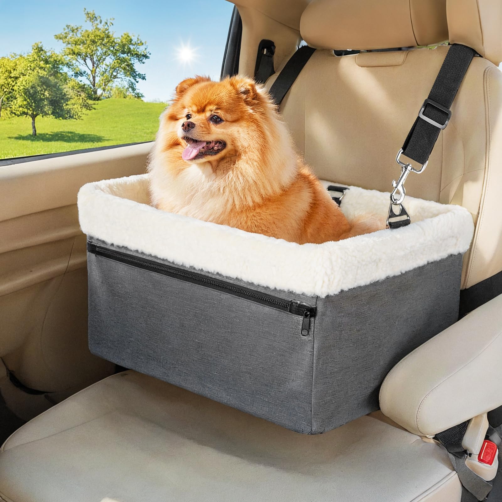 UNICITII Dog Car Seat for Small Dog, Raised Dog Booster Seat with Metal ...
