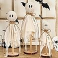 Amazon.com: DAZONGE Halloween Decorations Indoor - Set of 3 Primitive Halloween Ghosts on Wooden ...