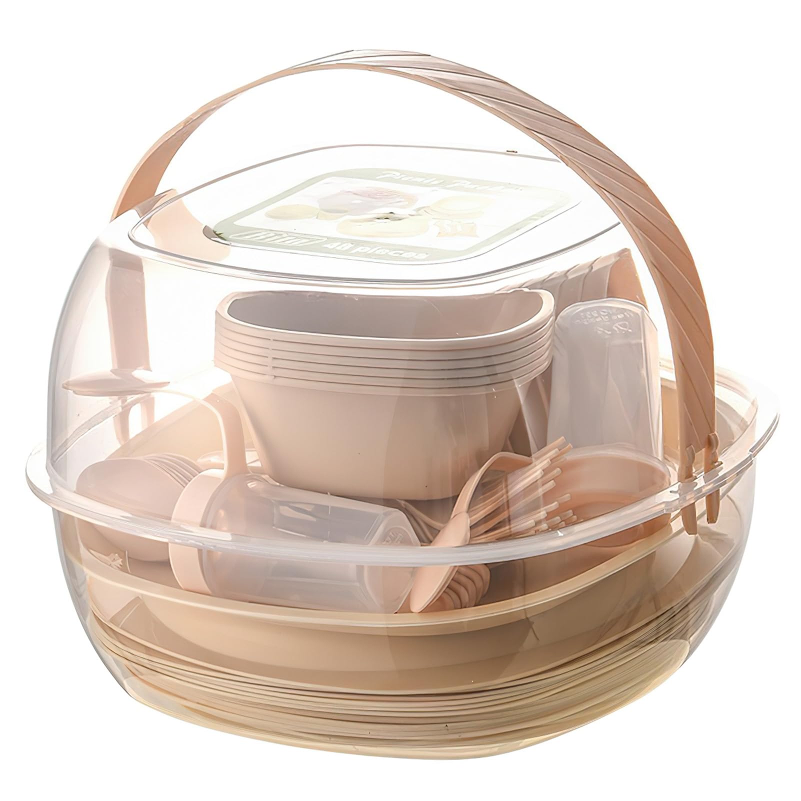 amokk 47 Pcs Plastic Cultery Sets for 6, Reusable Plates and Bowls Sets ...