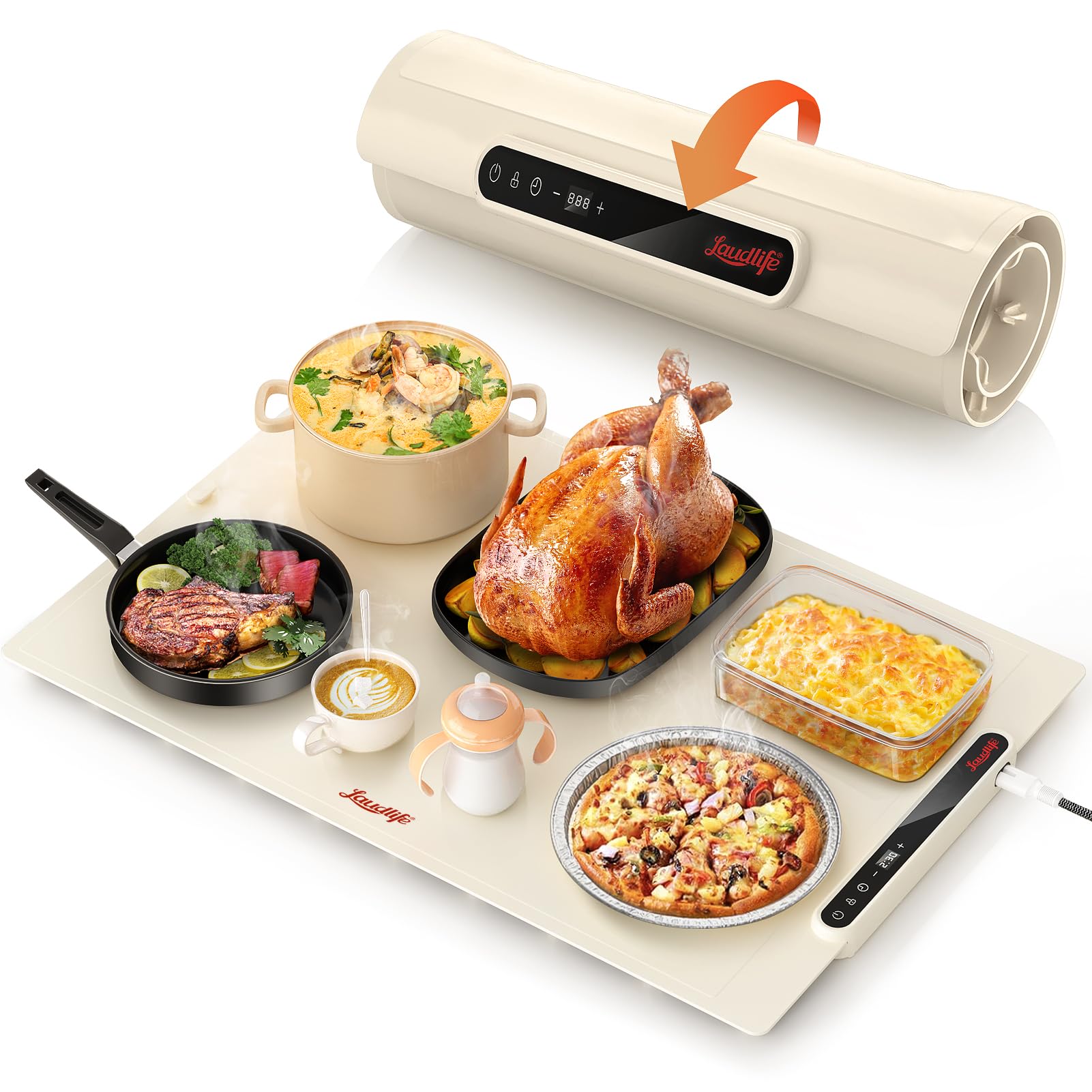 Electric Warming Tray with Adjustable Temperature, Laudlife 5 in 1 Food ...