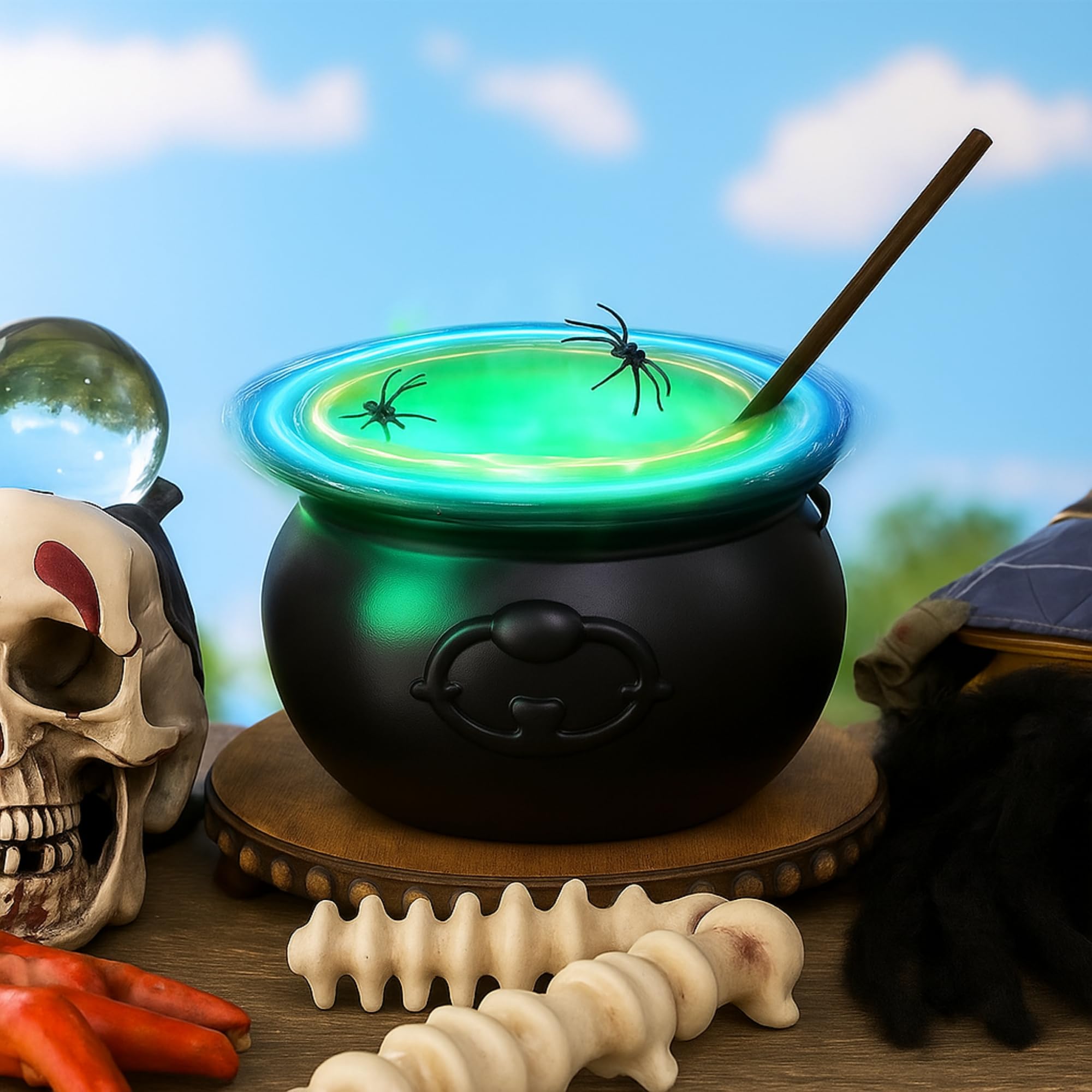 RoundFunny Halloween Cauldron Decorations Magic Auto Mixing Witches ...