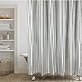 Amazon.com: HALL & PERRY Modern Transitional Stripe Shower Curtain with Tassels - Vertical Black ...