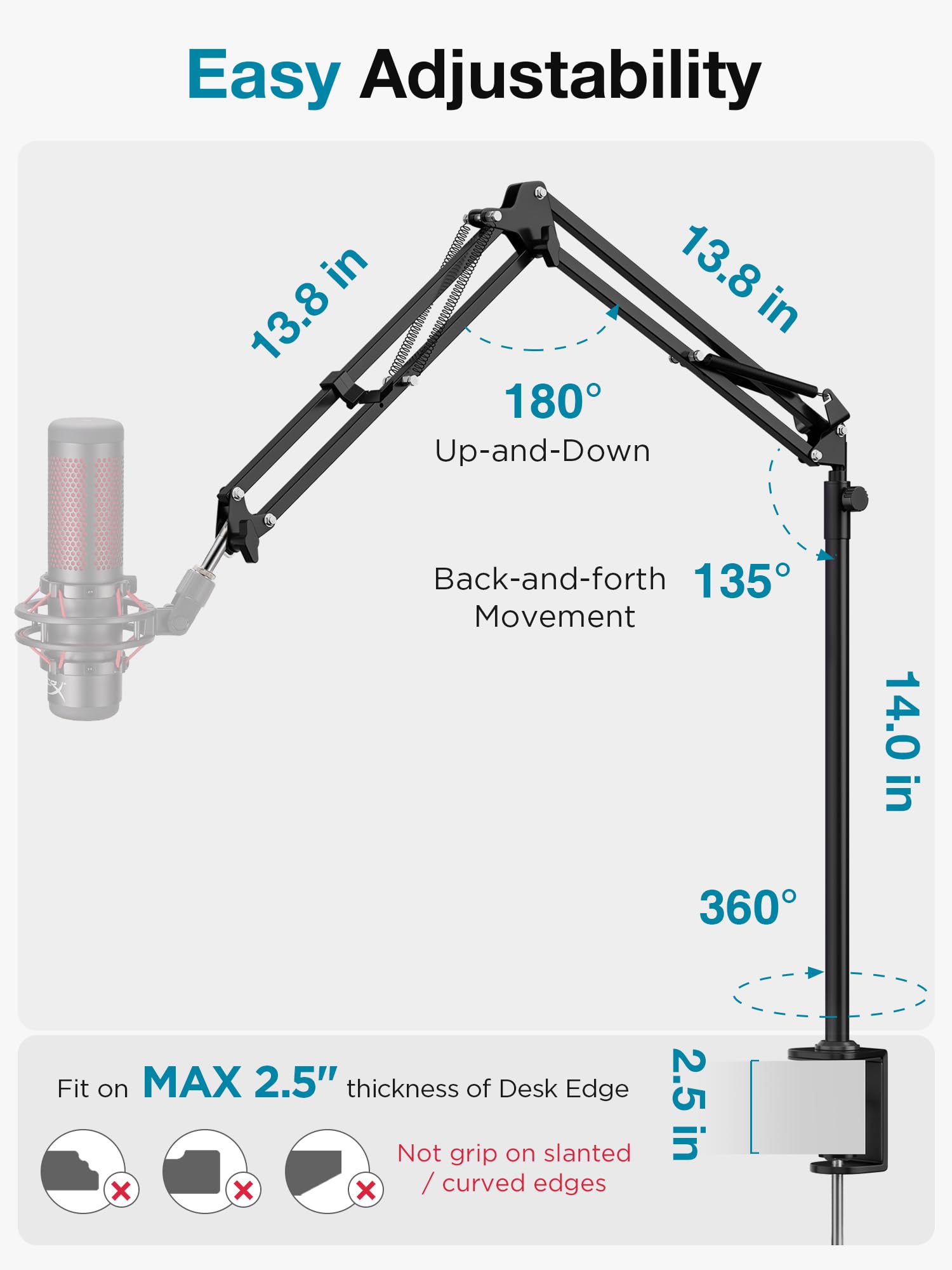 Mua InnoGear Desk Mic Stand, 360° Rotatable Overhead Mic Boom Arm ...