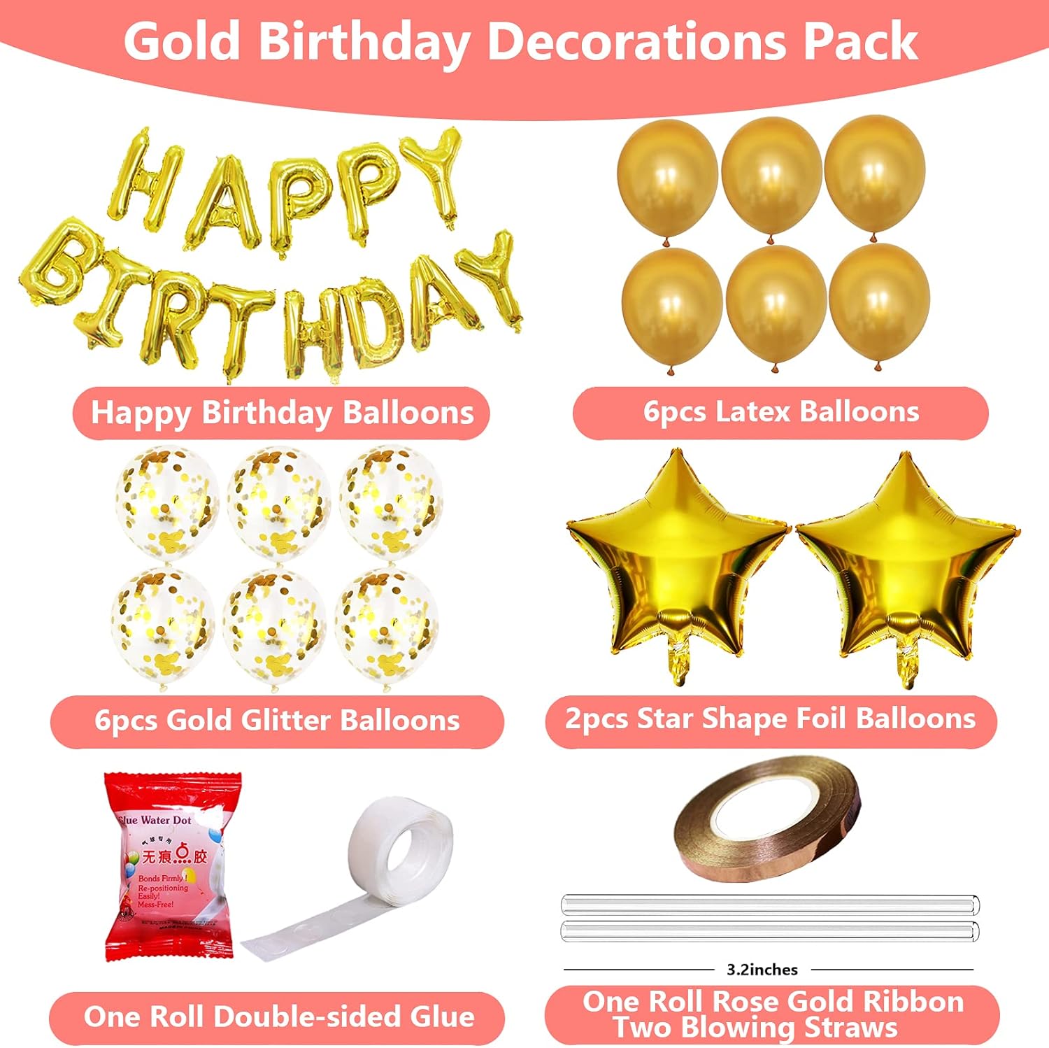 Birthday Balloons Happy Birthday Balloons Gold Birthday Decorations ...