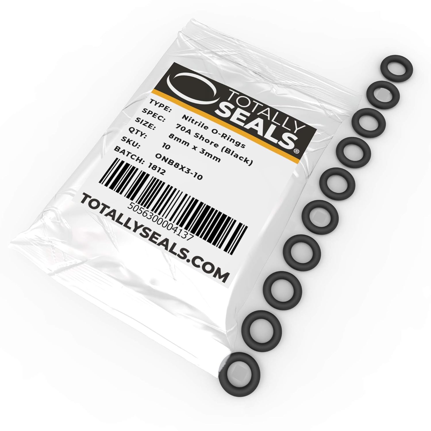 Totally Seals® 8mm x 3mm (14mm OD) Black Nitrile (NBR) Rubber Metric O ...