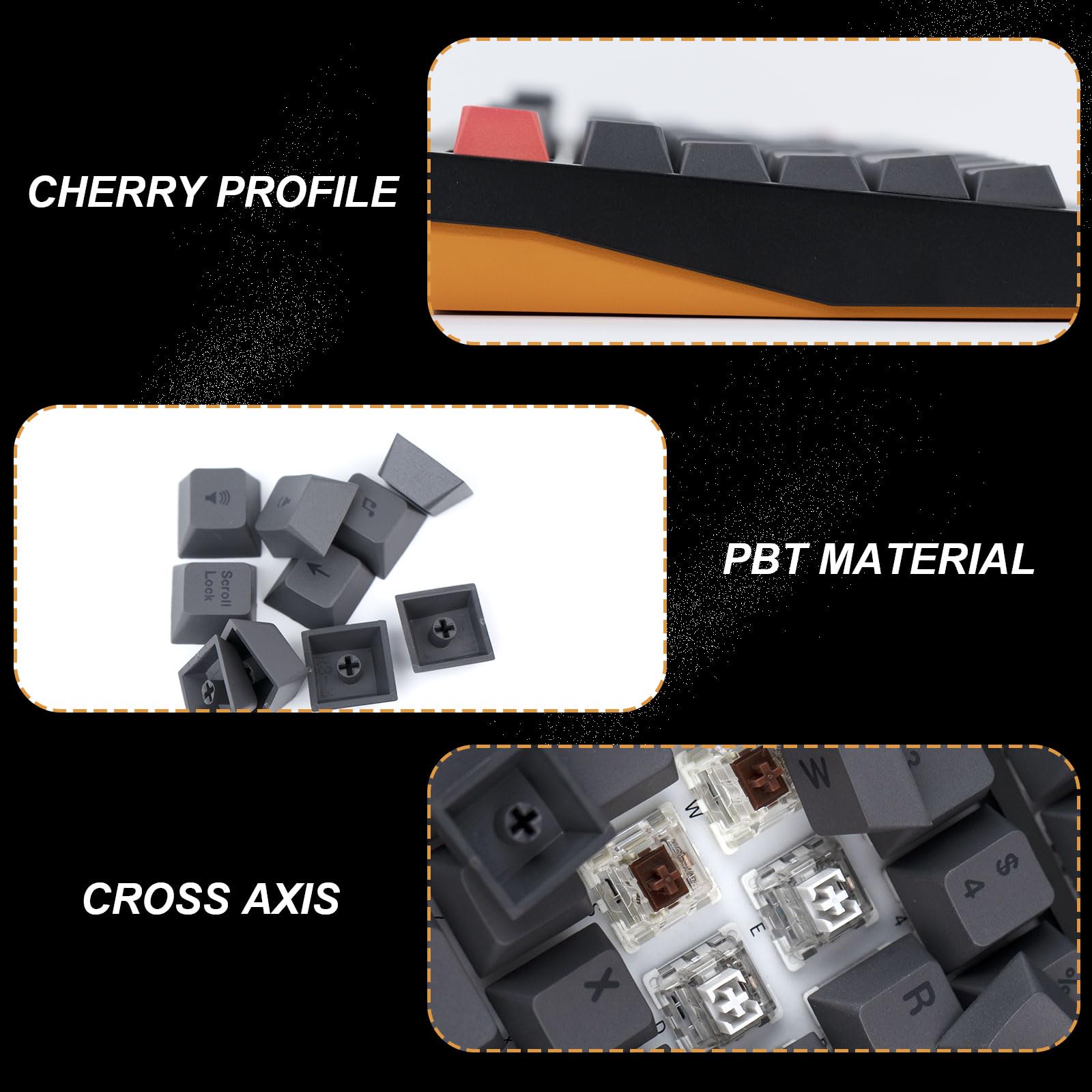 Mua GEKUCAP 128 Keys Dark Grey Keycaps, Cherrr Profile PBT Customized ...