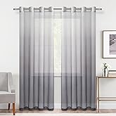Amazon.com: DWCN Grey Faux Linen Ombre Sheer Curtains - Semi Voile Gradient Rod Pocket Curtains ...