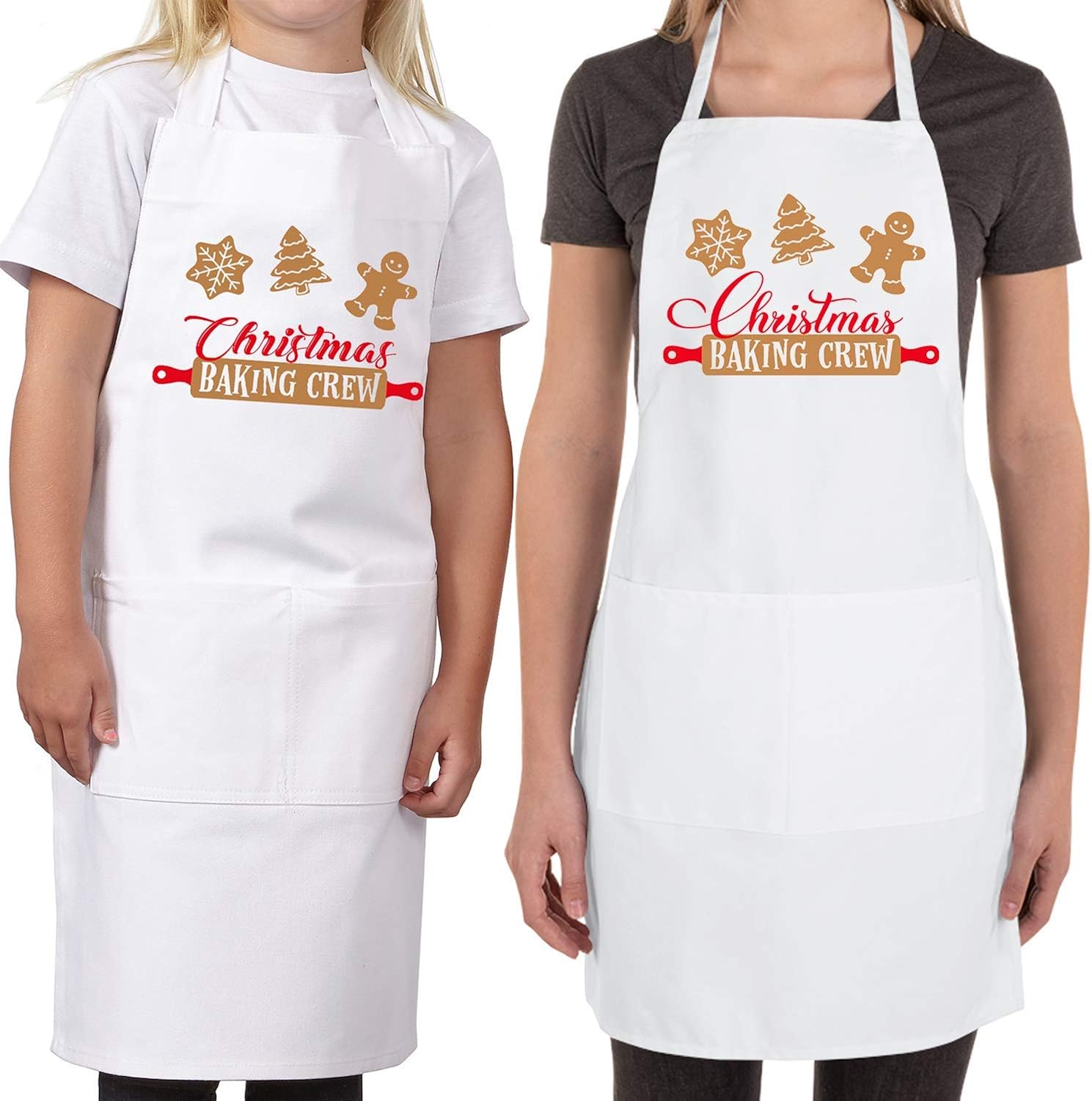 Saukore 2 Pack Christmas Matching Aprons for Kids and Adults ...