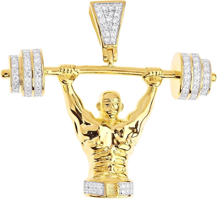 Premium Bling - 925 Sterling Silver Bodybuilder Pendant gold : Amazon ...