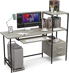 Amazon.com: Mecor Computer Desk with 2 Drawer/Keyboard Tray, Study ...