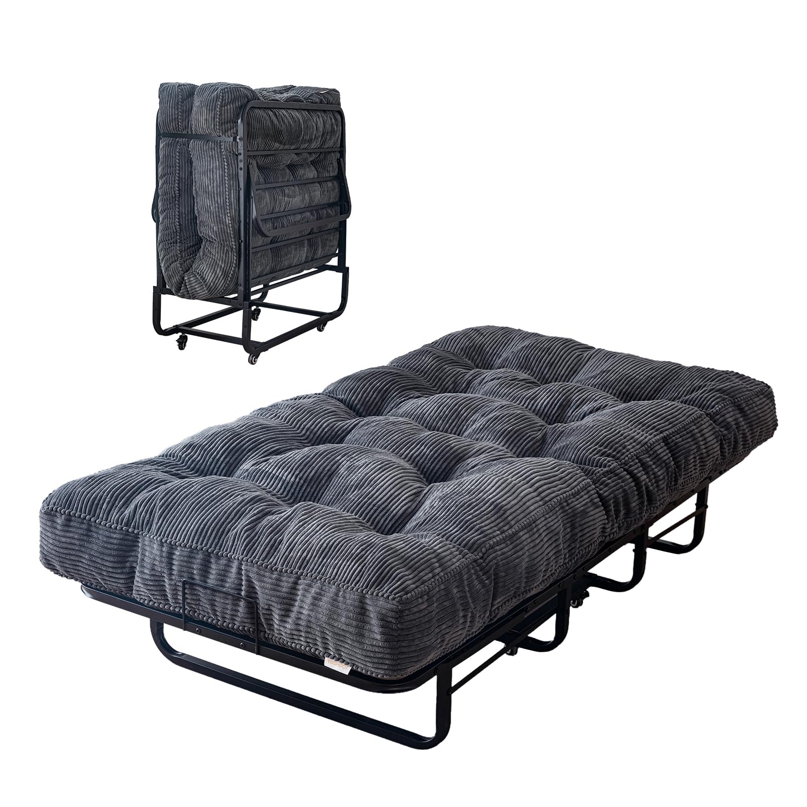 YOSHOOT 6" Folding Bed with Mattress, Foldable Rollaway with 6 Inches ...