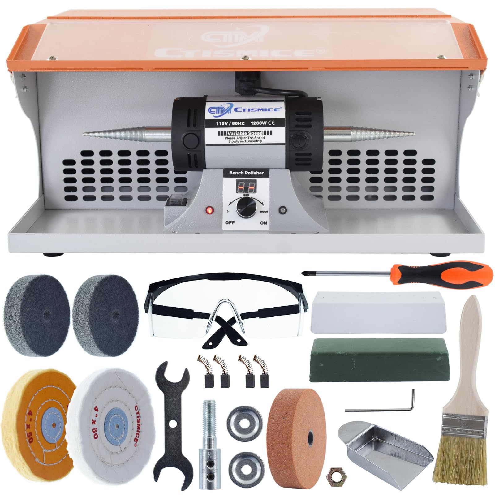 CTISMICE 1200W Jewelry Polisher with Display Screen, Variable Speed ...