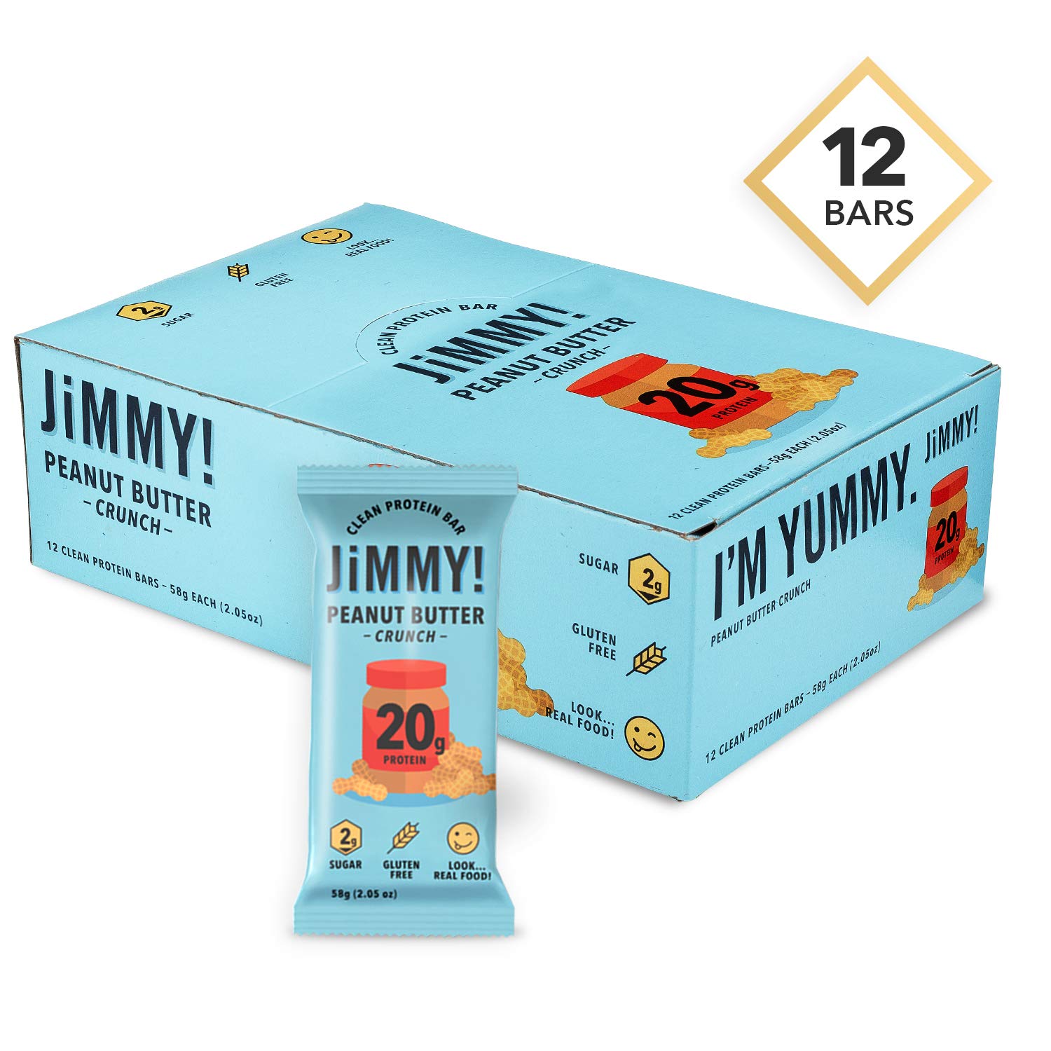 Amazon.com: JIMMY BAR White Coconut Shred Protein Bar 12ct, 2.05 OZ: