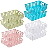 Amazon.com: Lawei 8 Pack Plastic Storage Baskets - Colorful Paper ...